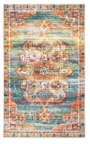 Eisel 2x3 Washable Accent Rug, Teal and Orange | Walmart Canada
