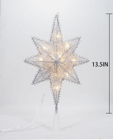 Holiday Time Christmas Tree Topper, Silver Liberty Star, 14.7 ...