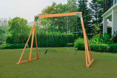 Click here for Creative Cedar Trailside Wooden Swingset Choose Fr... prices