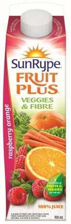 SunRype No Sugar Added Raspberry Orange Fruit Plus Veggies 100% Juice ...