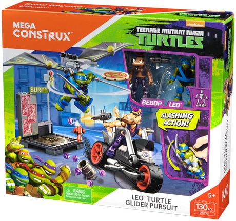 Mega Construx Teenage Mutant Ninja Turtles Leo Turtle Glider Pursuit ...