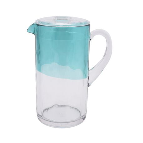 HomeTrends Clear and Blue Plastic 7 piece Pitcher and Glass Set ...