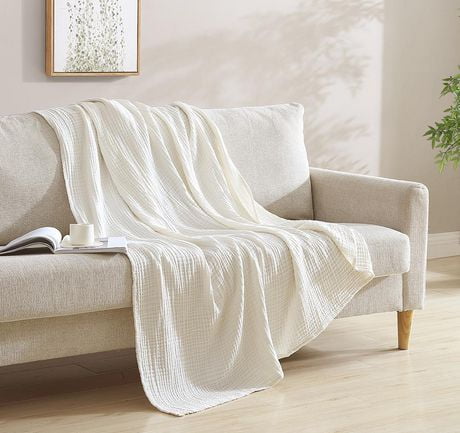 Home Trends Soft Woven Whispering White Throw, 50X60 Inch Crinkle Throw - Walmart.ca