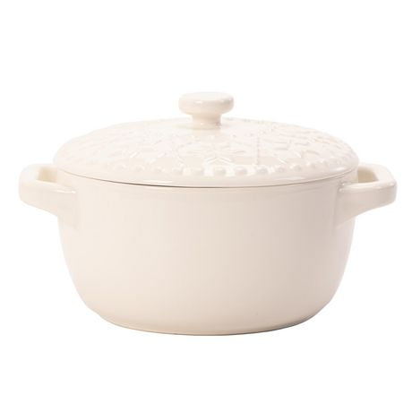 Holiday Time Embossed Ceramic Baker with Lid, 21 oz, 1 piece, Ceramic ...