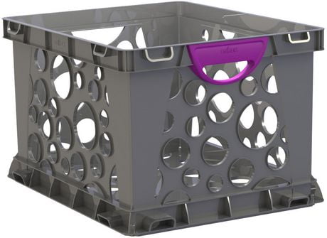 Storex Eco-Friendly Filing Crate + Comfort Handles /Grey-Purple (3 ...