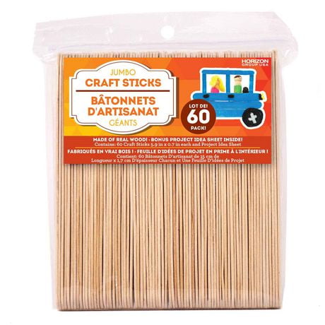 Horizon Group USA Jumbo Wooden Craft Sticks, 60-Pack | Walmart Canada