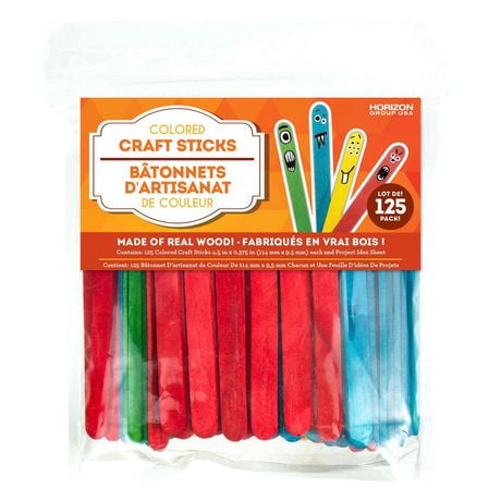 Horizon Group USA Colored Wooden Craft Sticks, 125-Pack, Colored craft ...