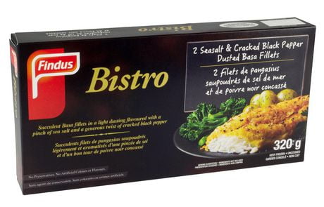 Findus Bistro 2 Seasalt & Cracked Black Pepper Dusted Basa Fillets ...