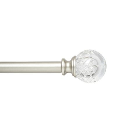 Hometrends Acrylic Ball 3/4" Drapery Rod Set 42-120", Curtain Rod Set ...