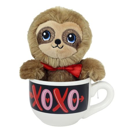 Way To Celebrate Valentine’s Day Plush Toy in Soup Mug, Sloth | Walmart ...