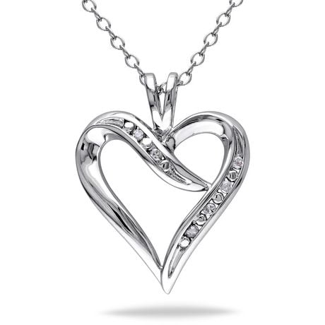 Click here for Miabella Diamond Accent Sterling Silver Heart Pend... prices