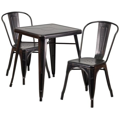 Click here for Flash Furniture 23.75 Square Black-Antique Gold Me... prices