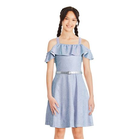 Justice Girls' Belt Shimmer Dress - Walmart.ca