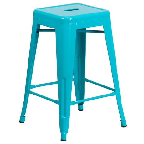 Click here for Flash Furniture 24 High Backless Crystal Teal-Blue... prices