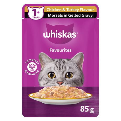 WHISKAS FAVOURITES Morsels in Gelled Gravy Chicken & Turkey Flavour ...