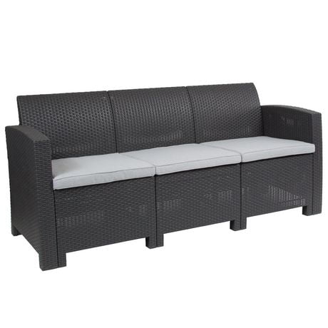 Click here for Flash Furniture Light Gray Faux Rattan Sofa With A... prices