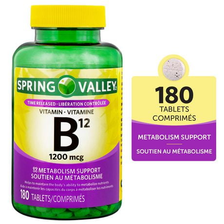 Spring Valley Vitamin B12 1200mcg Time released, 180 Tablets - Walmart.ca