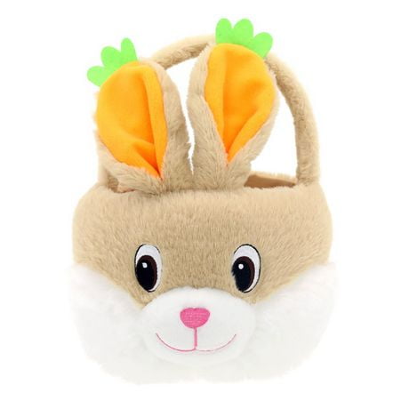 Way To Celebrate Easter Plush Chubby Cheek Easter Basket, Tan Bunny ...