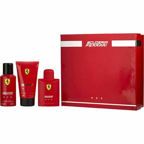 FERRARI RED(M)3PC SET(4.2,5.0,5.0)4.2oz edt spray, 5.0oz deo spray, 5 ...
