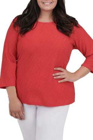 Alia Women's Plus Size Solid Ripple Knit Top | Walmart Canada