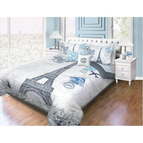Click here for Safdie & Co. Duvet Cover Set 3Pc Dq Eiffel Blue Bi... prices