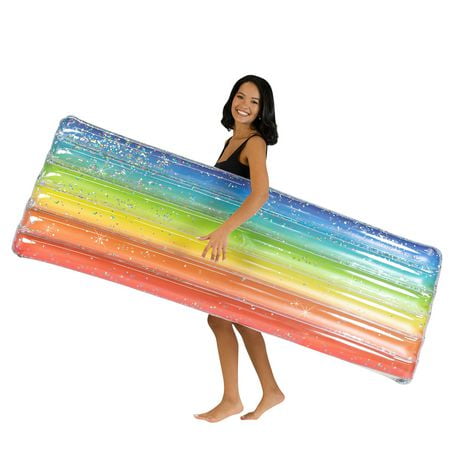 Click here for Poolcandy Deluxe Glitter Pool Raft 74In - Rainbow... prices