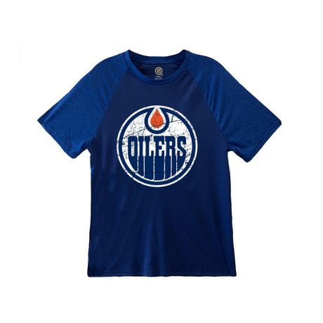 Click here for Nhl Mens Distressed Boarding Edmonton Raglan T-Shi... prices