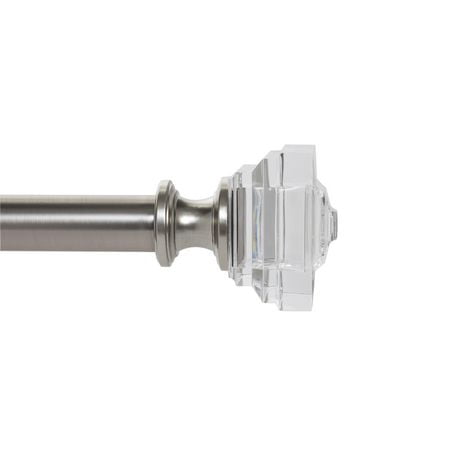 HOMETRENDS ACRYLIC SQUARE 1" DRAPERY ROD SET 60-144" NICKEL, Drapery ...