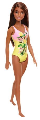 Click here for Barbie Doll  Brunette  Wearing Pink And Yellow Flo... prices