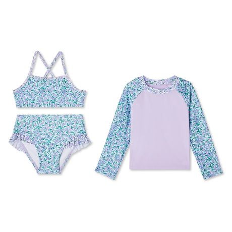 George Toddler Girls' Rash Guard and Bikini 3-Piece Set - Walmart.ca