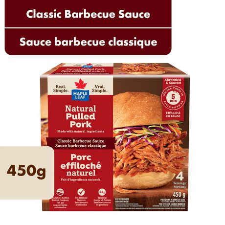 Maple Leaf Classic Barbecue Flavour Natural Pulled Pork, 450 g - Walmart.ca