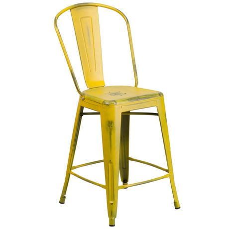 Click here for Flash Furniture 24 High Distressed Yellow Metal In... prices