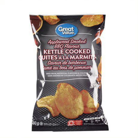 Great Value Applewood Smoked BBQ Kettle Cooked Potato Chips | Walmart ...