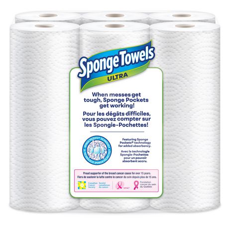 SpongeTowels Ultra Paper Towel, Choose-A-Size Sheets, 6 Mega Rolls = 12 ...