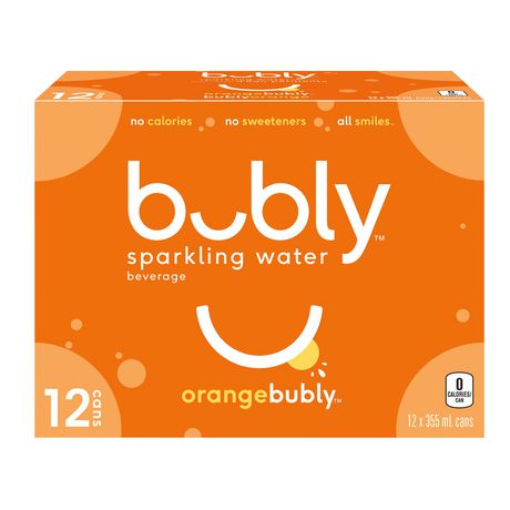 bubly orange sparkling water beverage, 355mL Cans, 12 Pack | Walmart Canada