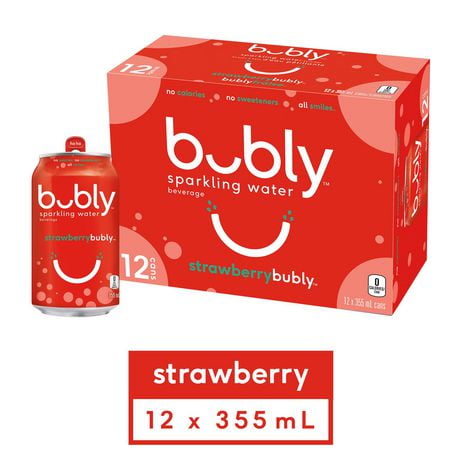 bubly strawberry Sparkling Water Beverage, 355mL Cans, 12 Pack ...