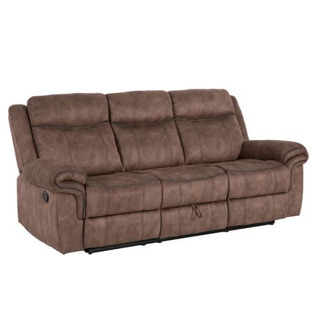Garrett 88 in. Manual Recliner Sofa with Dropdown Table and USB, Brown ...