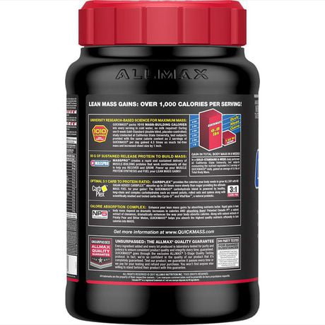 Allmax Quickmass Chocolate Weight Gain Powder Supplement | Walmart Canada