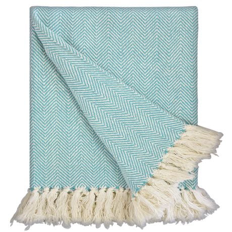 Click here for Fabstyles Herringbone Stripe Cotton Throw With Fri... prices