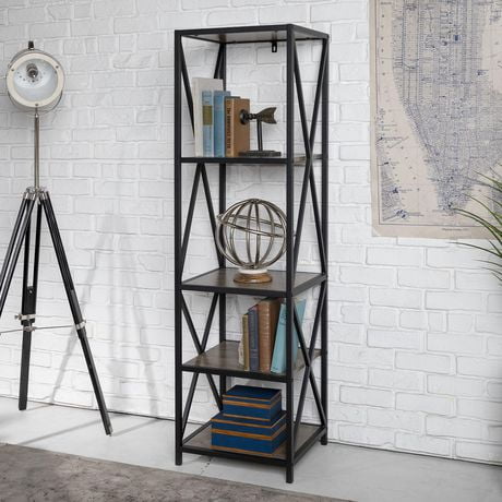 Click here for Manor Park 4 Shelf Metal Wood Tall Bookcase - Mult... prices
