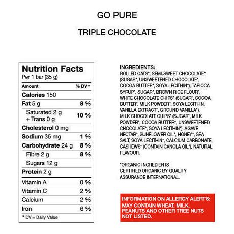 Go Pure Organic Triple Chocolate bar | Walmart Canada