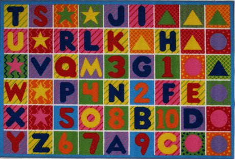 Fun Rugs Rectangle Multi-Colored Numbers & Letters Nylon Kids Rug ...