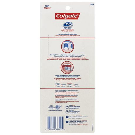 Colgate 360 Toothbrush with Tongue and Cheek Cleaner, Soft | Walmart Canada