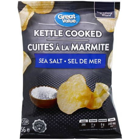 Great Value Kettle Cooked Sea Salt Potato Chips, 56 g - Walmart.ca