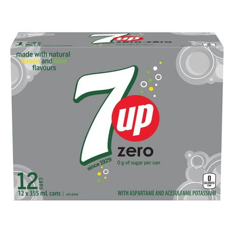 7UP Zero Soft Drink, 355mL Cans, 12 Pack | Walmart Canada