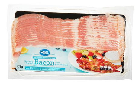 Bacon fumé naturellement à teneur réduite en sodium Great Value ...