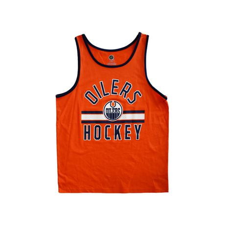 Click here for Mens Nhl Arch Stripe Edmonton Tank Top Orange L prices