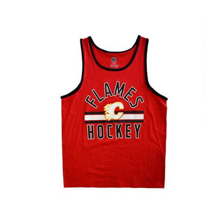 Click here for Mens Nhl Arch Stripe Calgary Tank Top Red M prices