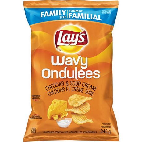 Lay's Wavy Cheddar & Sour Cream Potato Chips | Walmart Canada