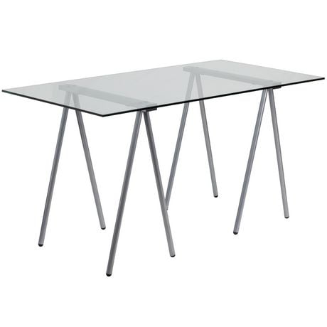 Click here for Flash Furniture Glass Computer Desk With Silver Me... prices